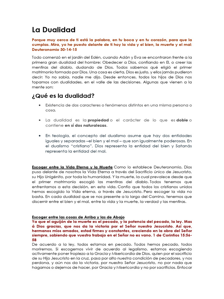 La Dualidad | PDF | Dualismo | Pecado