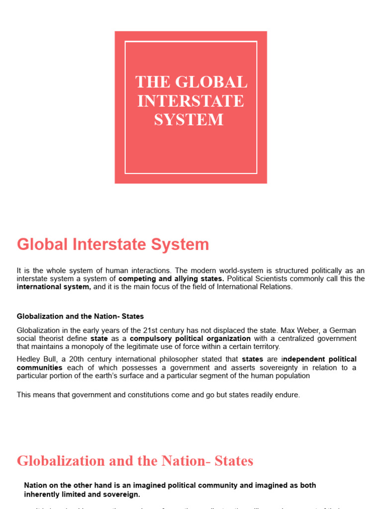 The Global Interstate System | PDF | European Integration | Economic Integration