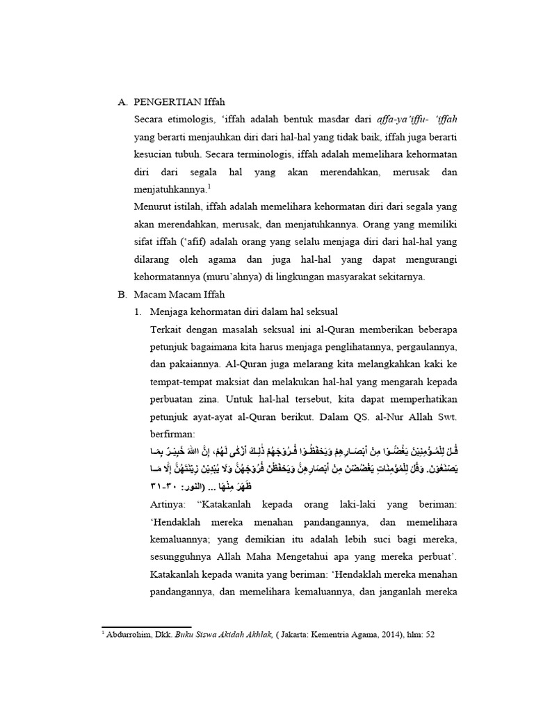 Pengertian dan Macam Iffah dalam Islam | PDF