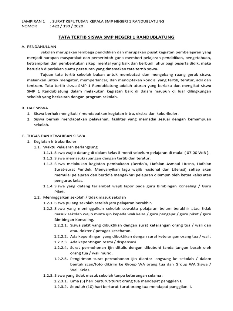 Tatib SMPN 1 RDB Ta. 2023-2024 | PDF