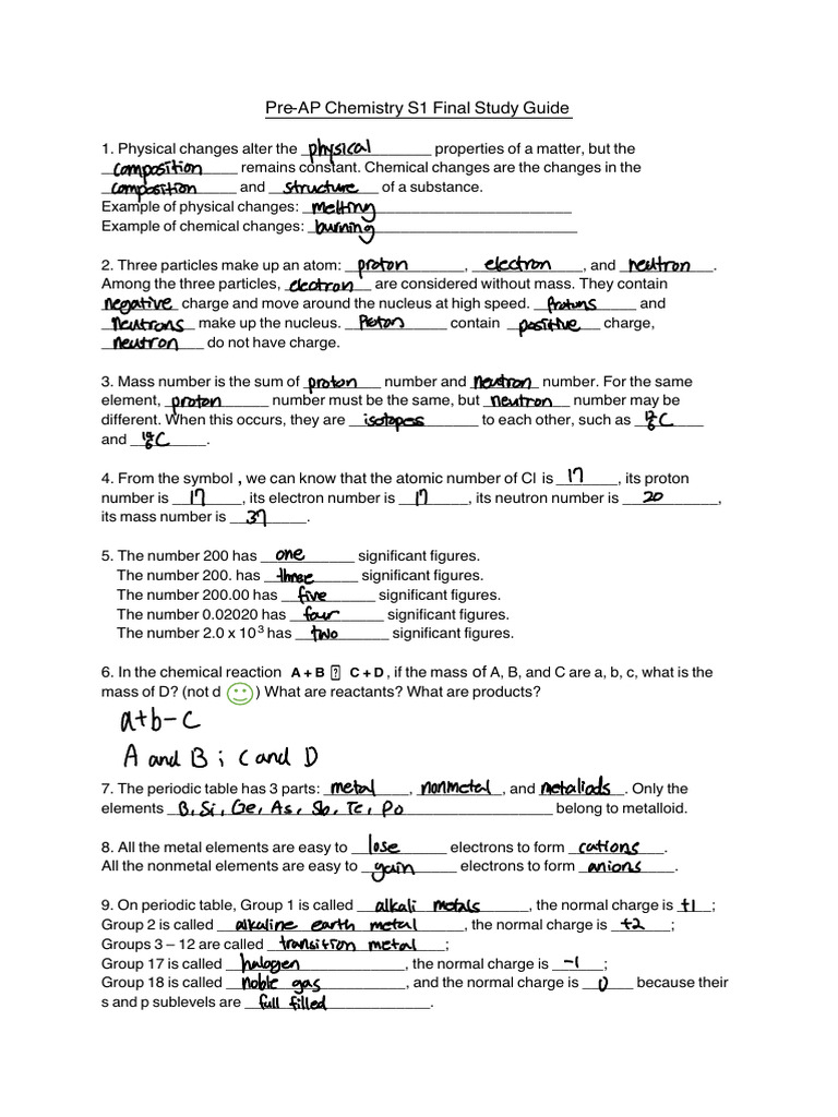 Pre-AP Chemistry S1 Final Guide | PDF | Chemical Polarity | Ion