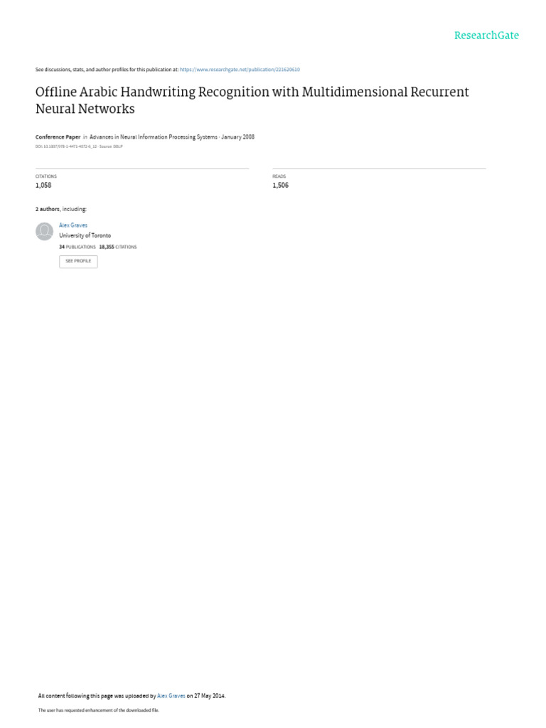Offline Arabic Handwriting Recognition With Multid Pdf Artificial