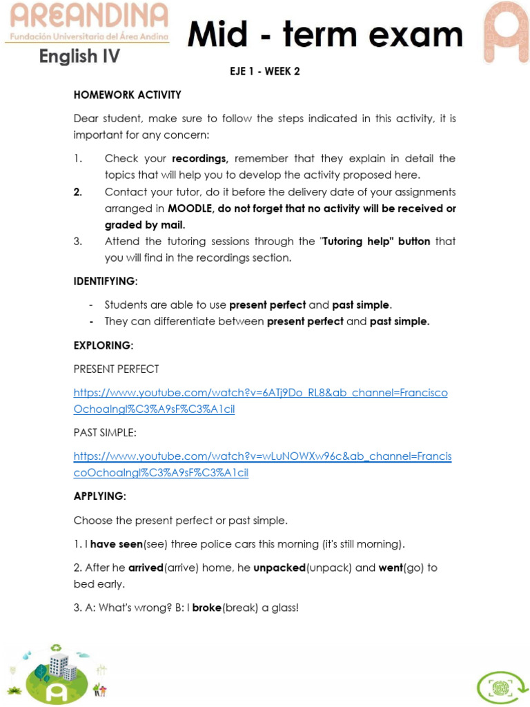 English 4 - EJE 1 - Week 2 | PDF