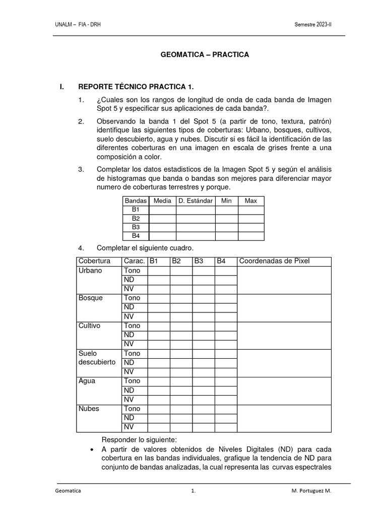GEOMATICA - Practica 1 | PDF | Color | Modelo de color Rgb