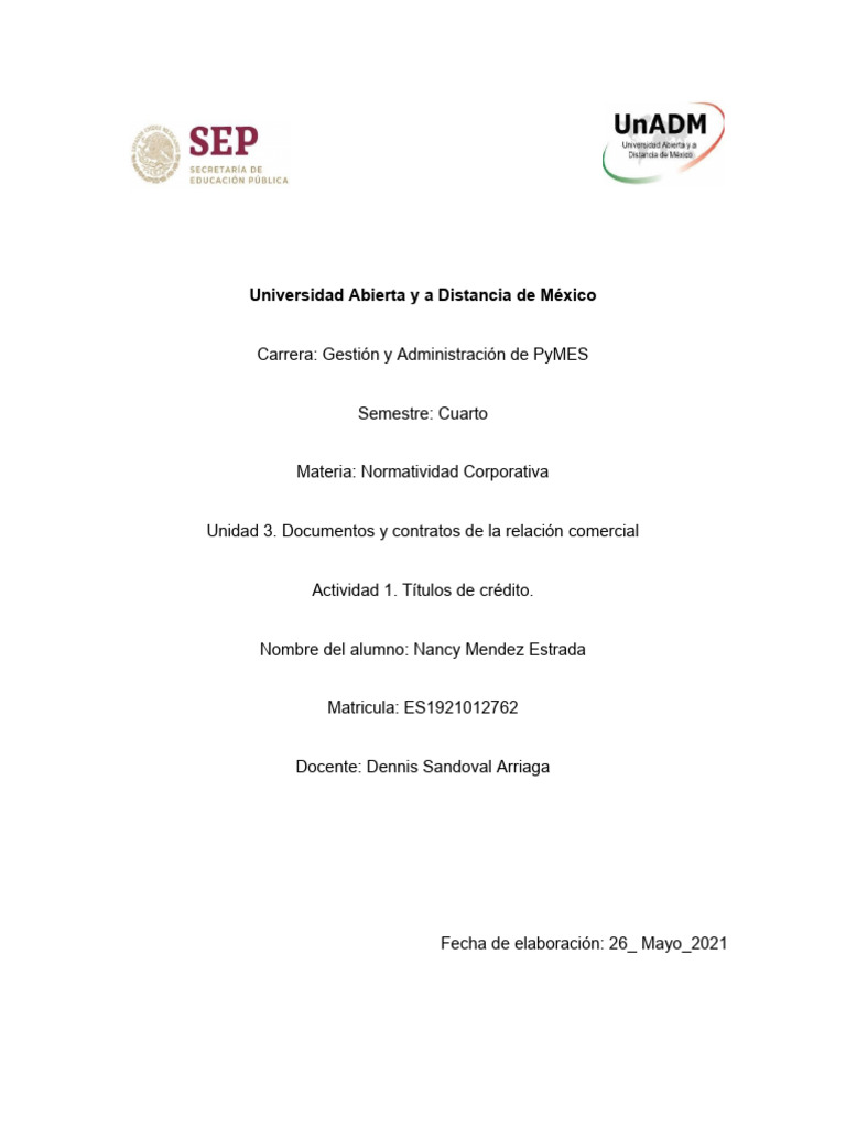 Gnoc U3 A1 Name | PDF | Cheque | Dinero