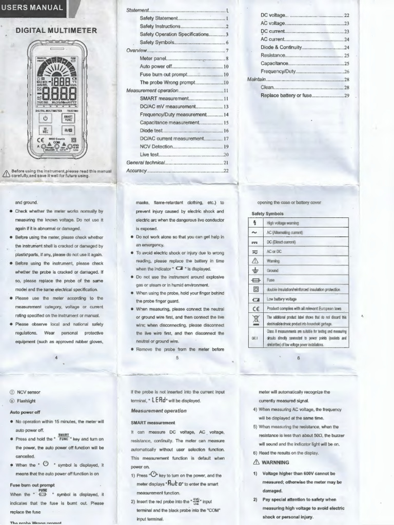 Manual Multimetro RED | PDF | Electronic Engineering | Equipment