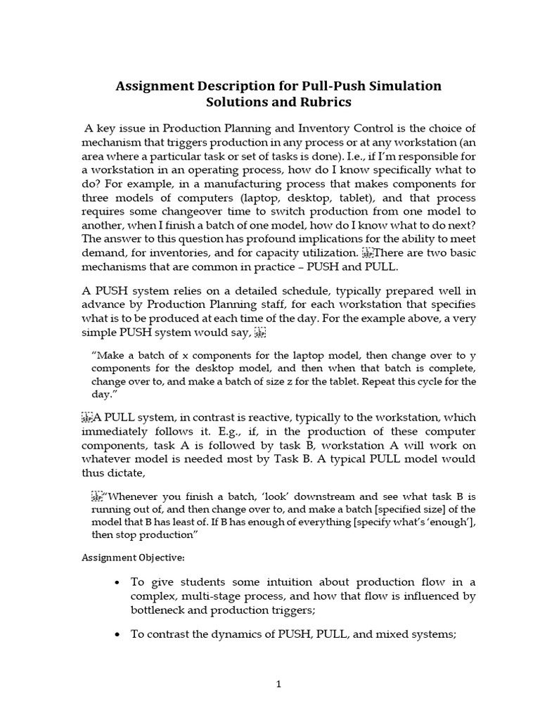Assignment Questions For Pull Push Simulation Solutions and Rubric PDF ...