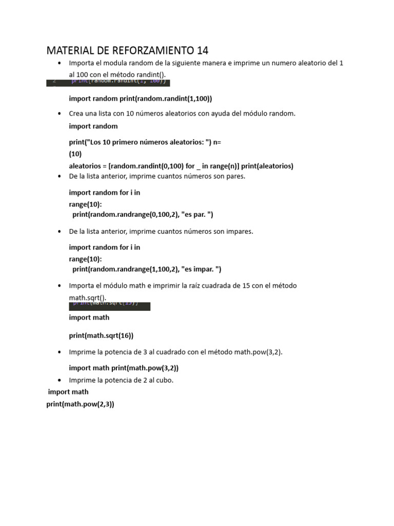 Material de Reforzamiento U14 | PDF