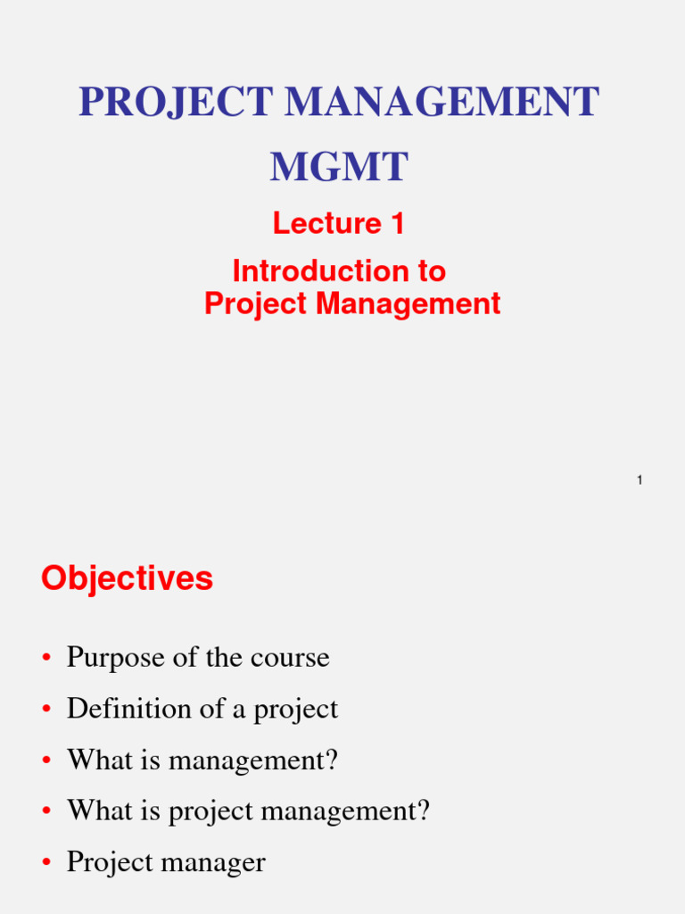 Lec - 1 - Introduction To Project Management | PDF | Project Management ...