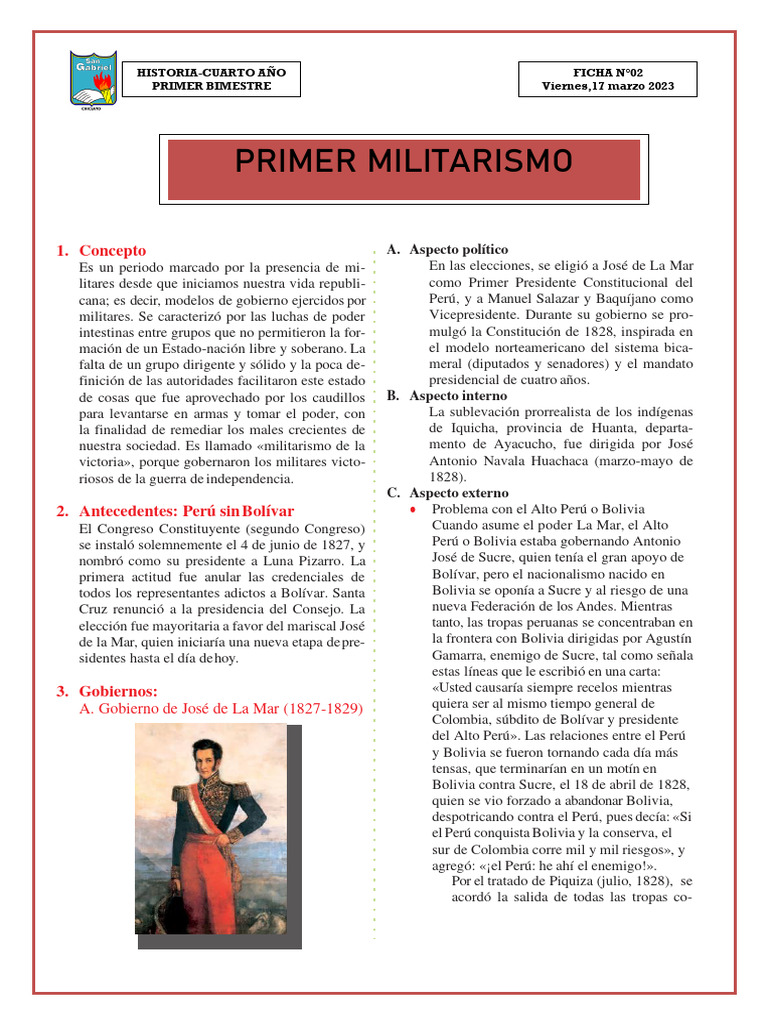 Primer Militarismo | PDF | Perú | América del Sur
