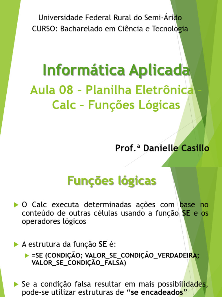 Aula 8 - Planilha Eletrônica - Calc | PDF