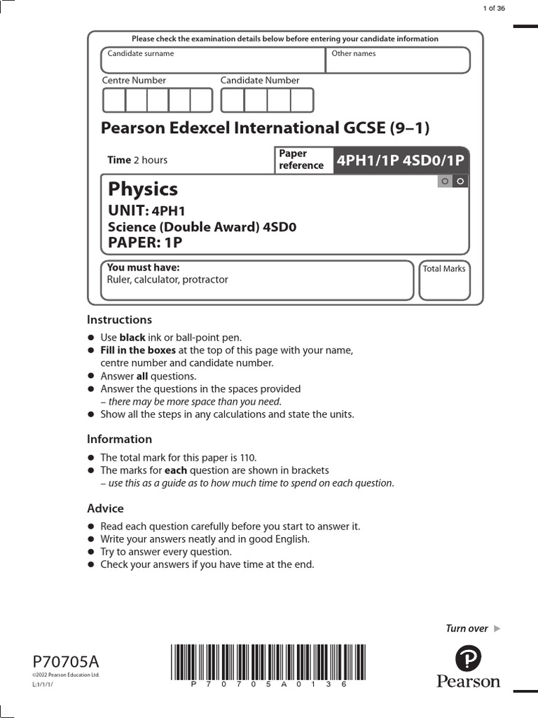 Edexcel International GCSE Physics 2022 Paper P | PDF | Applied And Interdisciplinary Physics ...