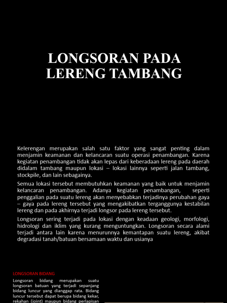 Analisis Longsoran Lereng Tambang | PDF | Metode & Bahan Ajar | Sains ...