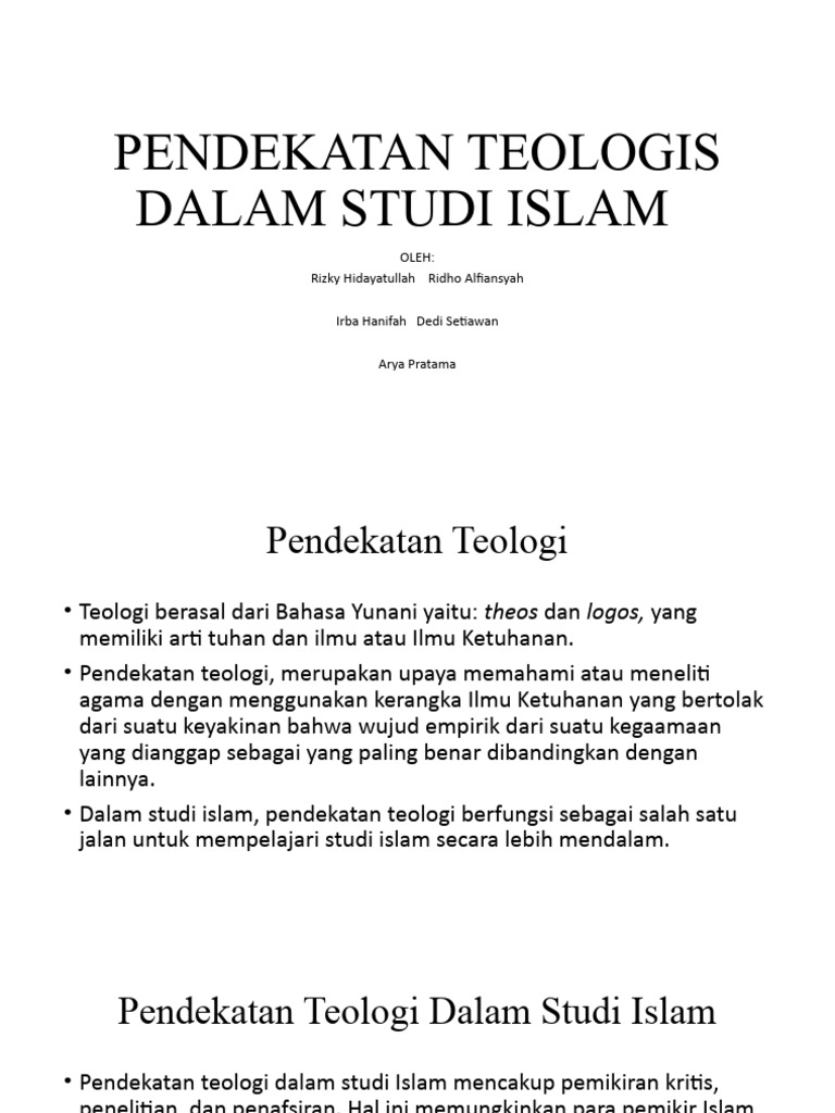 Pendekatan Teologis Dalam Studi Islam | PDF