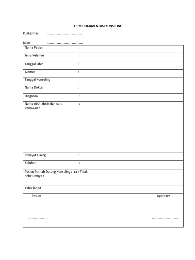 Form Dokumentasi Konseling | PDF