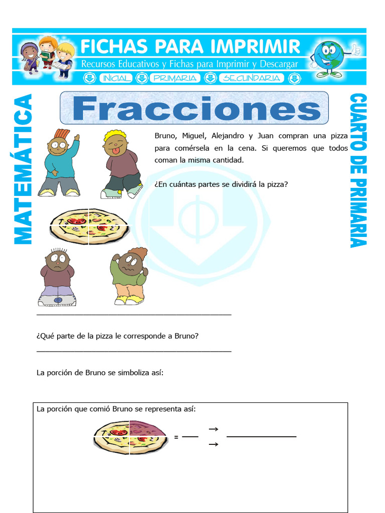 Lectura y Escritura de Fracciones para Cuarto de Primaria | PDF