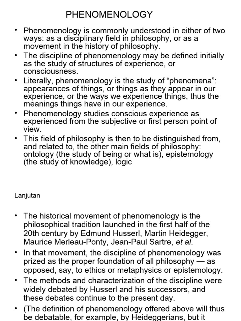 Epistemology S3 Phenomenology | PDF | Phenomenology (Philosophy ...