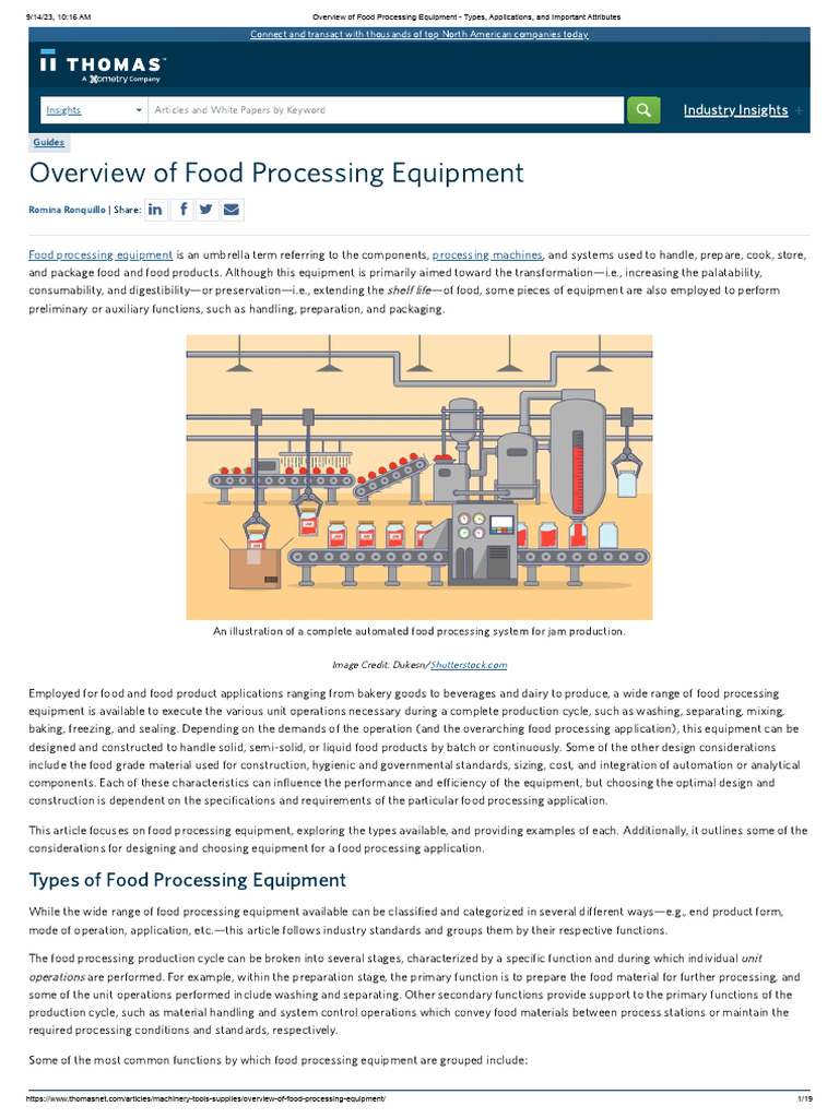 Overview of Food Processing Equipment | PDF | Food Preservation ...