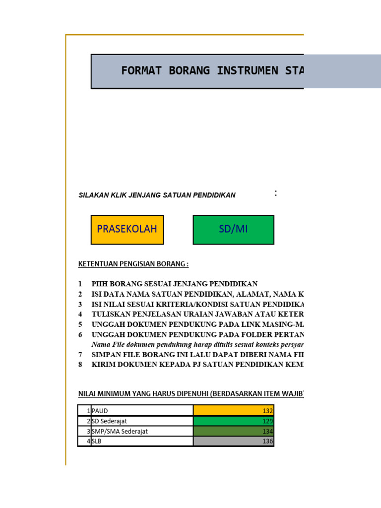 Panduan Pengisian Borang Standardisasi Pendidikan | PDF