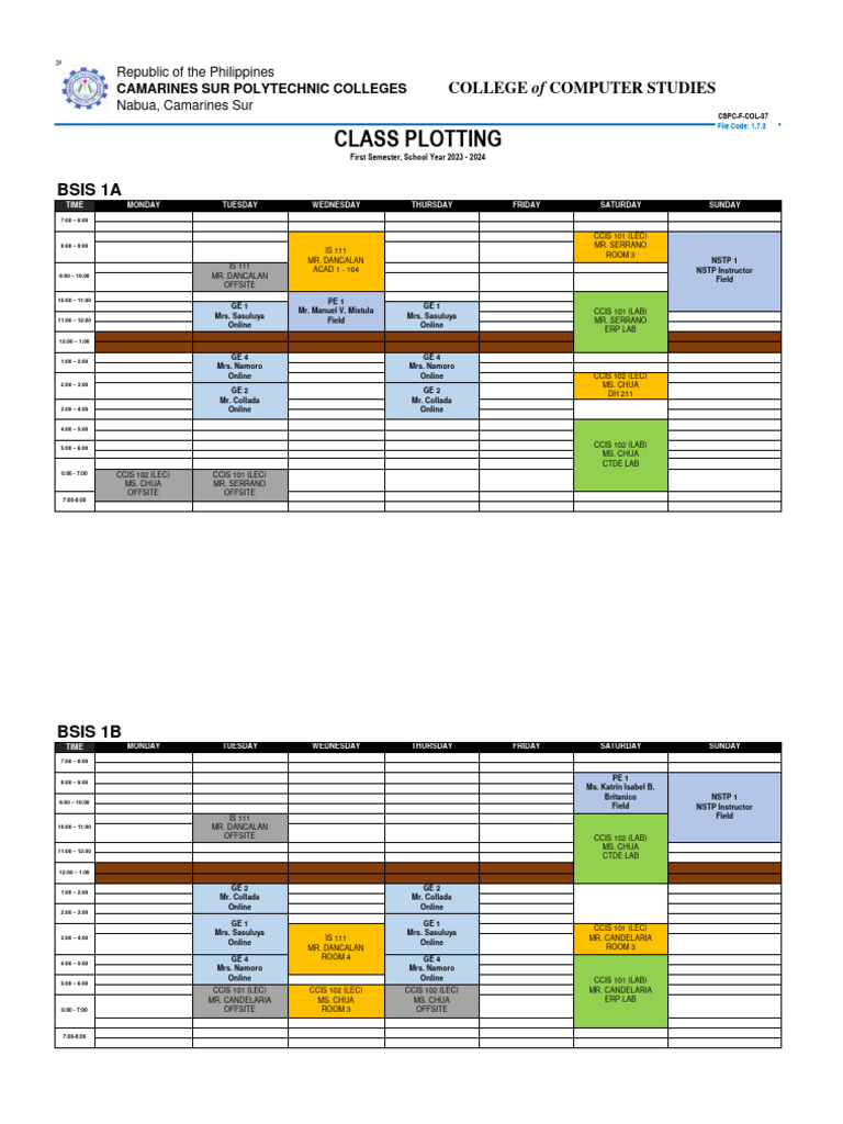 Class Plotting Bsis1stsem 2023 2024 | PDF