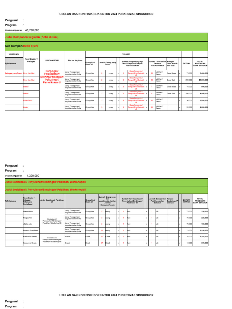 Tabel Ketik Usulan Kegiatan Ukm 2024 | PDF