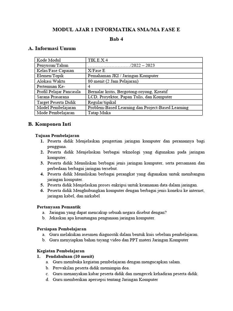 Perangkat Modul Ajar Informatika - Bab 4 | PDF