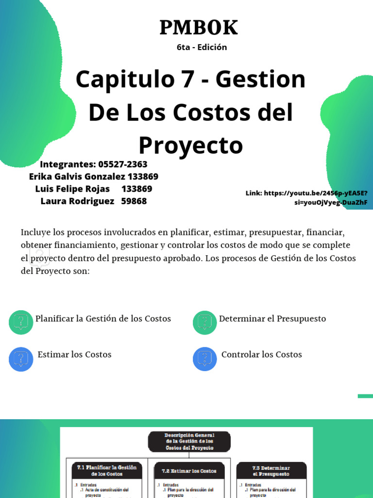 Pmbok - Cap 7 Gerencia de Proyectos | PDF | Presupuesto | Business
