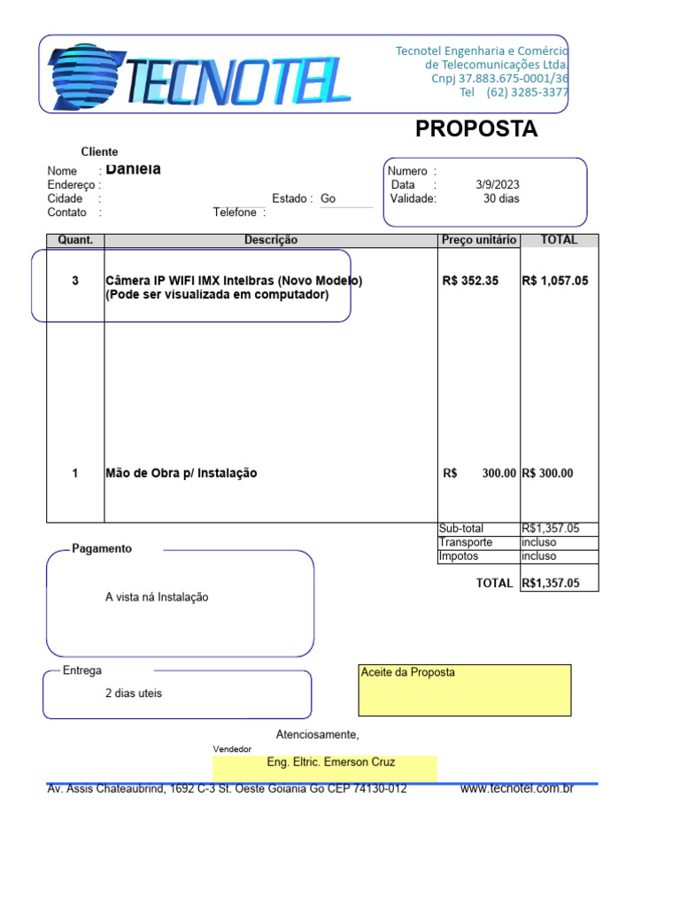 Proposta Daniela Cameras IMx | PDF | Tecnologia da Informação e ...