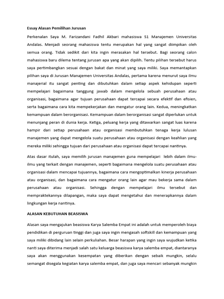 Essay KSE Farizzz | PDF
