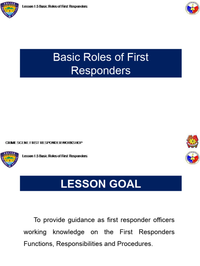 Lesson 1.5-Basic Roles of First Responders | PDF | First Aid ...