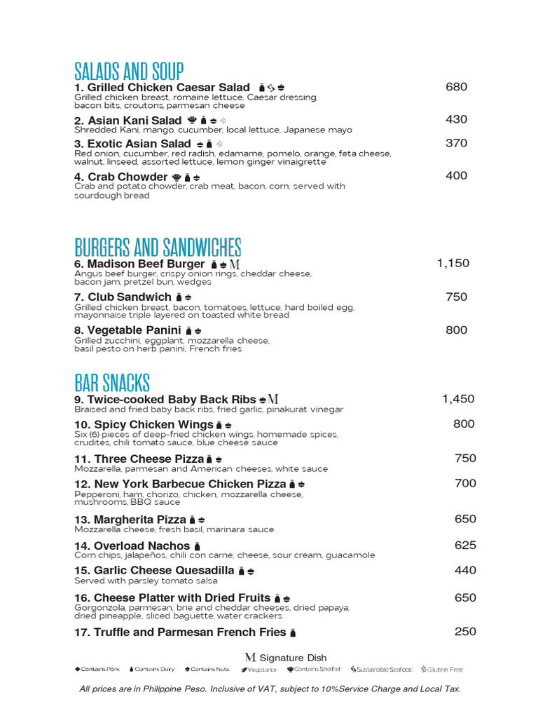 MNLPH Madison Food Menu March 2023 | PDF | Pasta | Sauce