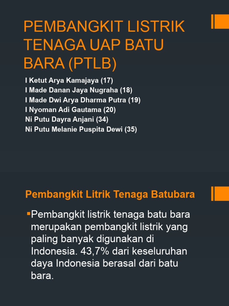 Pembangkit Listrik Tenaga Uap Batu Bara (PTLB | PDF