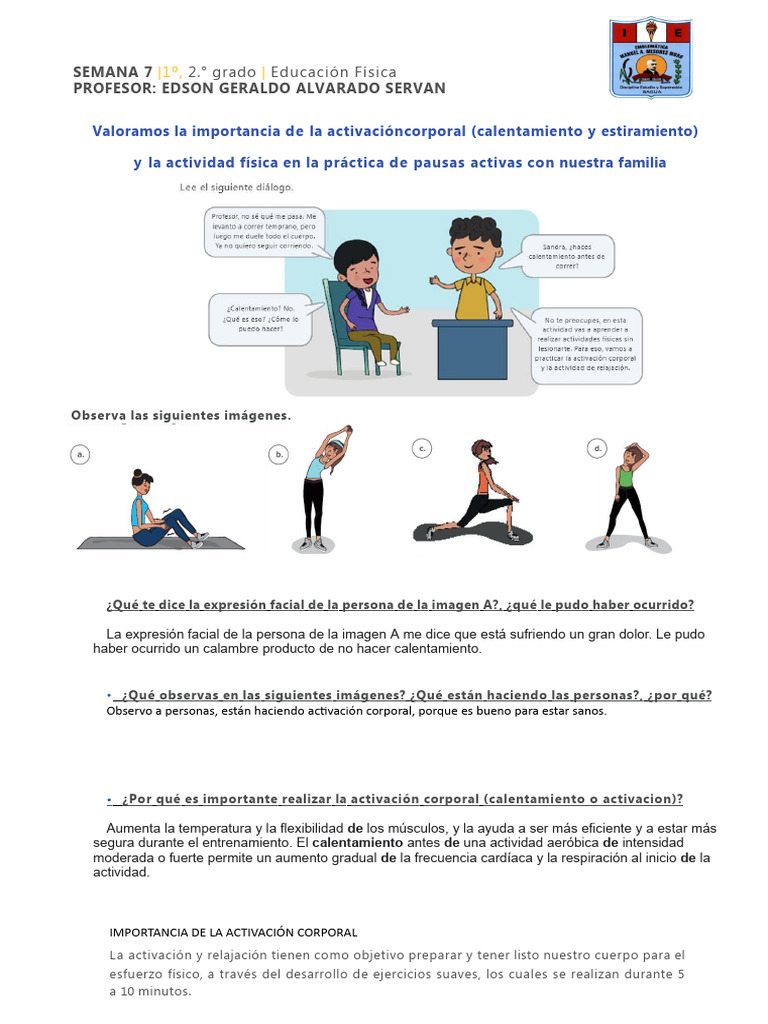 Activación Corporal en Educación Física | PDF | Relaciones personales, crianza y desarrollo personal