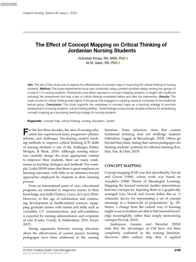 Khrais Saleh 2020 The Effect of Concept Mapping On Critical Thinking of Jordanian Nursing ...
