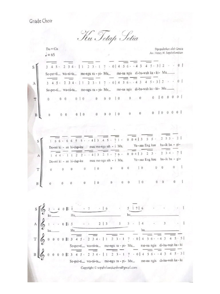 Partitur Ku Tetap Setia | PDF