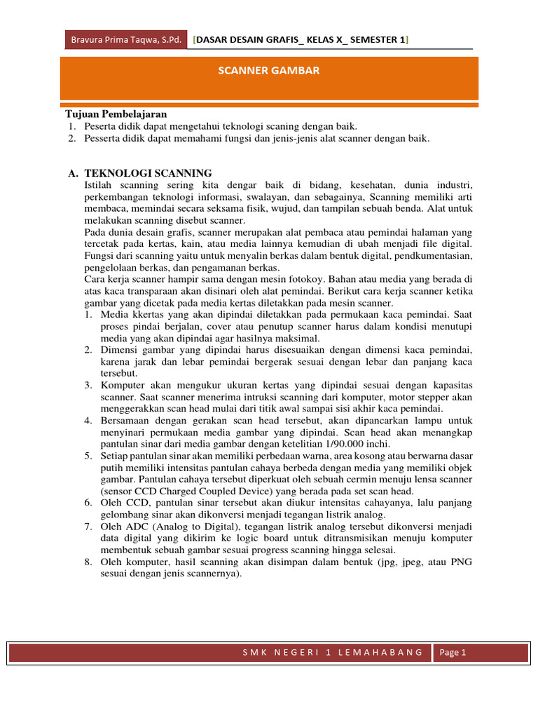 Panduan Jenis dan Fungsi Scanner | PDF