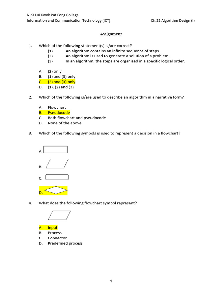 Ch.22 Algorithm Design I - Assignment - Ans | PDF | Boolean Data Type | Algorithms