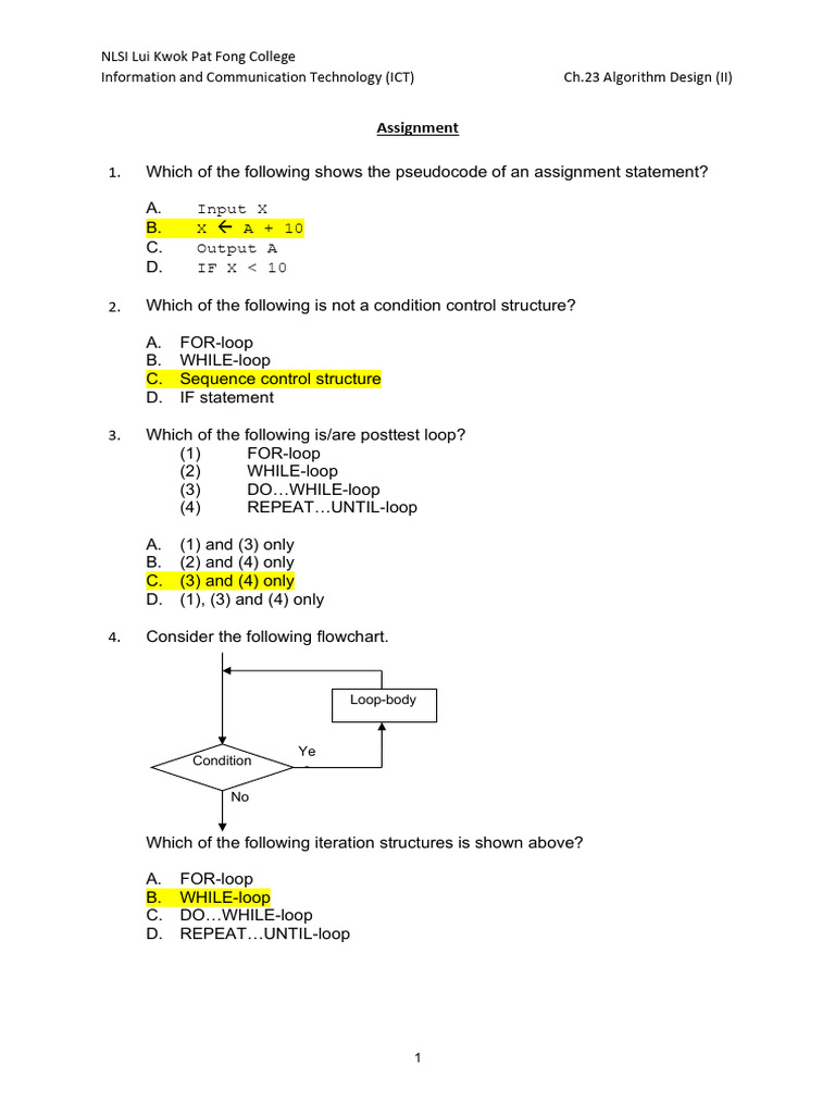 Ch.23 Algorithm Design II - Assignment - Ans | PDF | Software ... Ch.23 Algorithm Design II - Assignment - Ans | PDF | Software ...