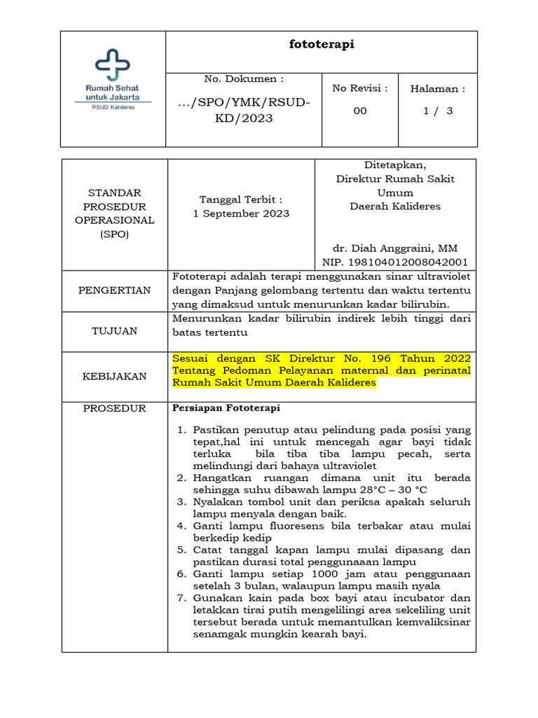 Spo Fototerapi | PDF