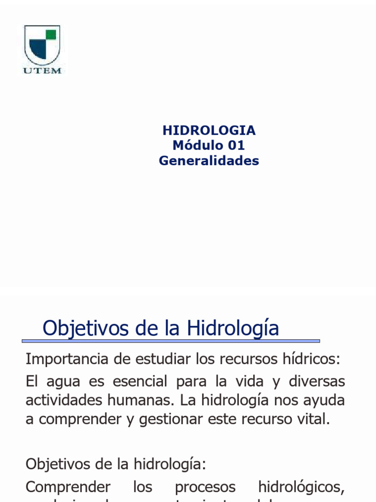 Hidrología Clase 01 | PDF | Hidrología | El ciclo del agua Hidrología Clase 01 | PDF | Hidrología | El ciclo del agua