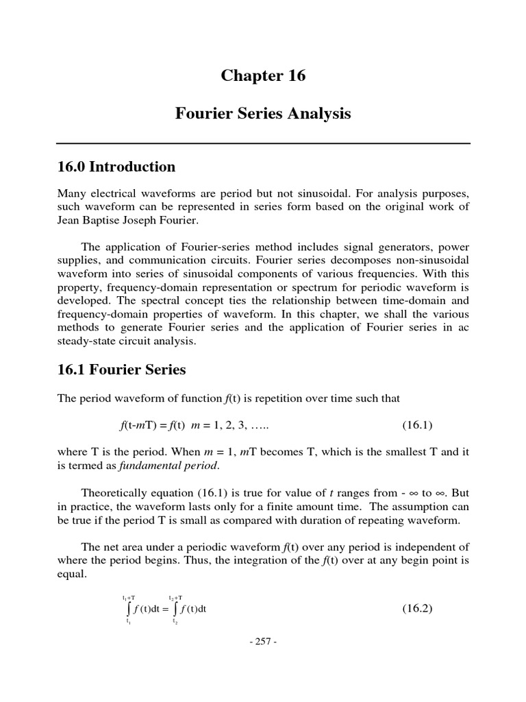 Chapter 16 Fourier Series Analysis | PDF | Fourier Series | Fourier ...