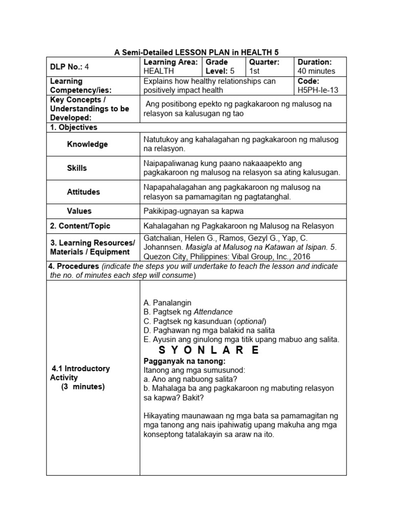 DLP Week 4 Health | PDF