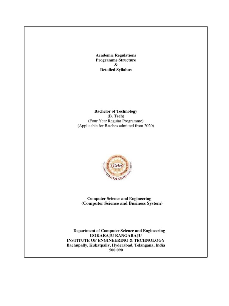 Cse (CSBS) Gr20 I To IV Year Final | PDF | Course Credit | Academic Degree