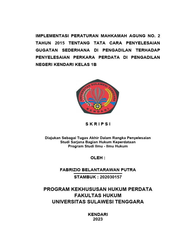 Contoh Cover Skripsi Hukum Perdata | PDF