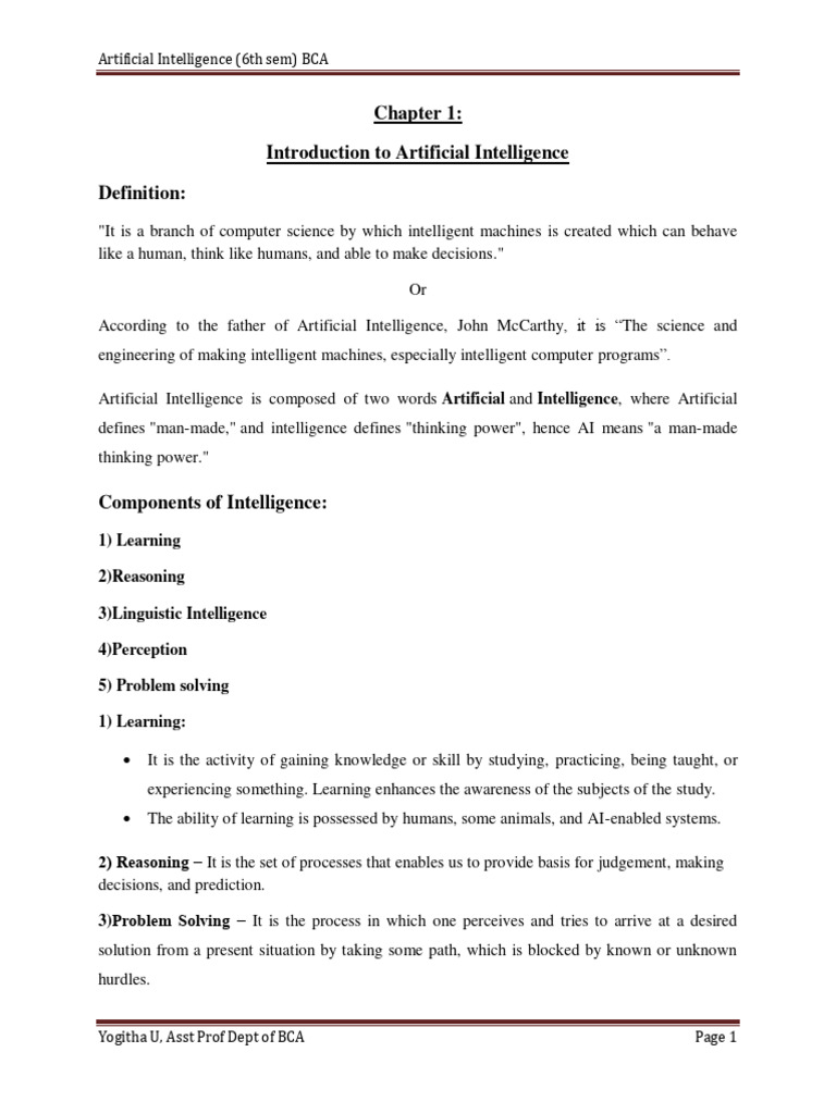 AI Full Notes | PDF | Artificial Intelligence | Intelligence (AI ...