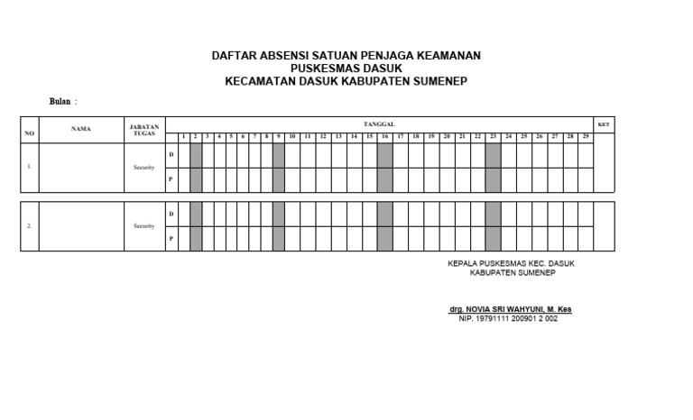Absensi Satpam | PDF