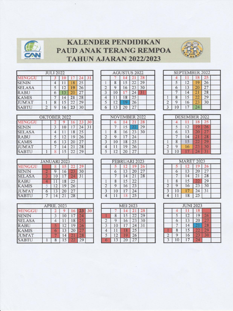 Kalender Pendidikan Patr 2022 2023 | PDF