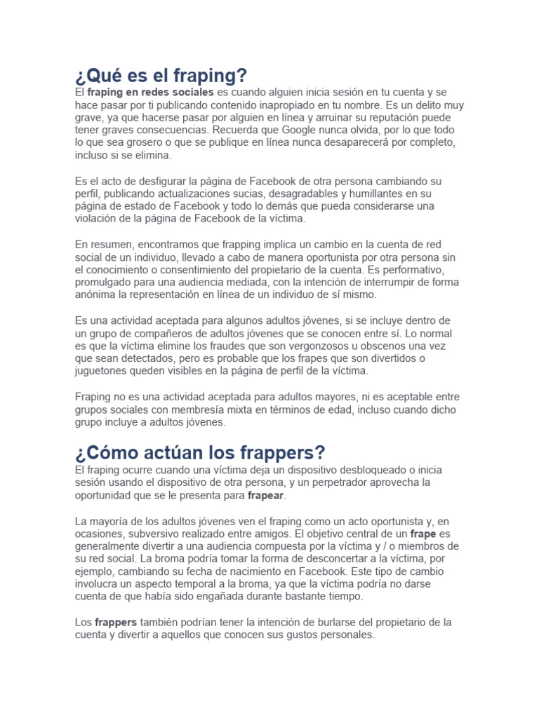 Qué Es El Fraping | PDF | Contraseña | Acoso cibernético