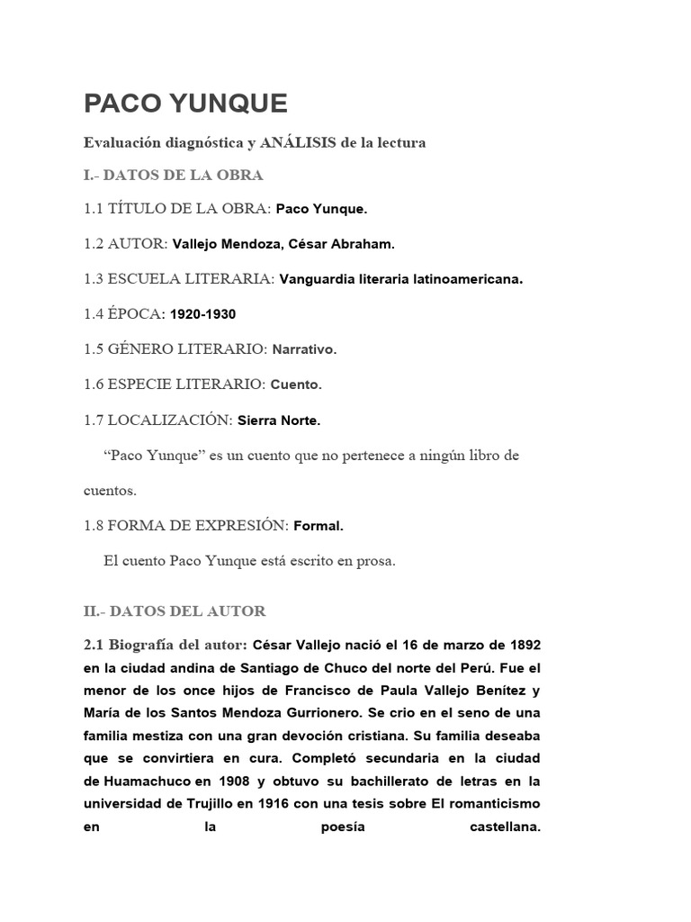 Paco Yunque | PDF