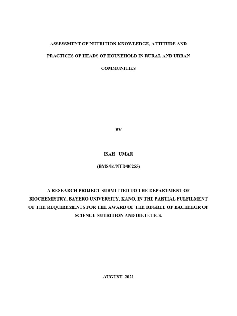 Isah Umar Project | PDF | Malnutrition | Diet (Nutrition)